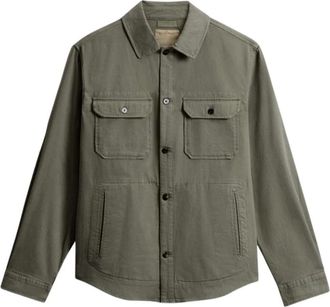 Woolrich Homme, Vestes, Vert, Taille: S Surchemise Safari en M&eacute;lange de Lin