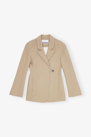 Ganni Melange gestreifter Blazer Caribou