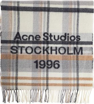Acne Studios unisex, Accessoires, Gris, Taille: ONE Size Check logo scarf - Wide