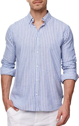 Indicode Herren Brayden Hemd gestreift mit Button-Down-Kragen | Herrenhemd Männerhemd Dark Navy, XXL