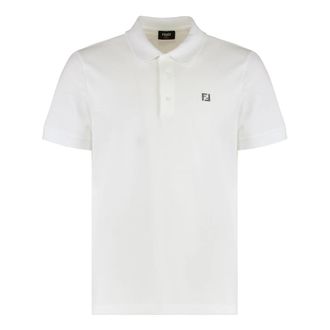 Fendi Baumwoll-Poloshirt mit Rippenb&uuml;ndchen - - Tops - Herren - Wei&szlig; - S