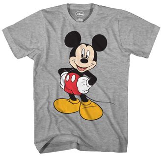 Disney Herren Klassisches Mickey Mouse Voller Gr&ouml;&szlig;e, Kurz&auml;rmelig T-Shirt, Meliert, Grau, Klein