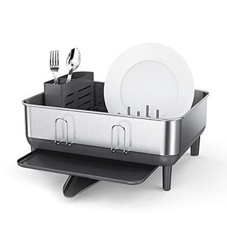 Simplehuman Compact égouttoir à Cadre en Acier, égouttoir à Vaisselle de Cuisine, Gris, Acier Inoxydable brossé, KT1184DC