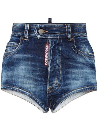 Dsquared2 short en jean à effet délavé - Bleu
