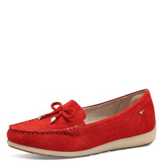 Tamaris Comfort Damen Mokassins aus Leder mit Schleife, Rot (Red Suede), 41 EU