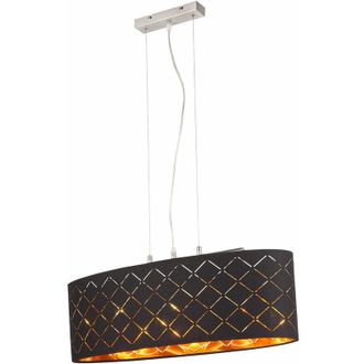 ETC Shop Hängeleuchte led Pendellampe Hängelampe Pendelleuchte Wohnzimmerlampe, Metall schwarz goldfarben Deckenlampe, 3x E27 led, HxLxB 140x65x25 cm