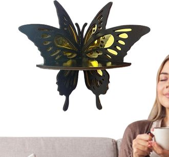 Generic Schwebende Eckregal,Schmetterlingsdeko Für Babyzimmer - Holz Bücherregal Aufbewahrungslösung Wohnzimmer Büro Küche Badezimmer, Eckregal Wandregal Schm