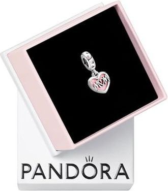 Pandora Pandora Icons Charm pendant Inscription « Mom » (Maman) en argent sterling avec zircones cubiques roses et émail rose dégradé