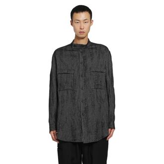 Yohji Yamamoto Stripe Stand Collar Blouse