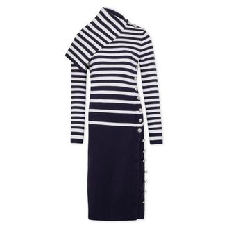 Paco Rabanne Woll Midi Kleid mit Silberkn&ouml;pfen - - Dresses - Damen - Blau - M