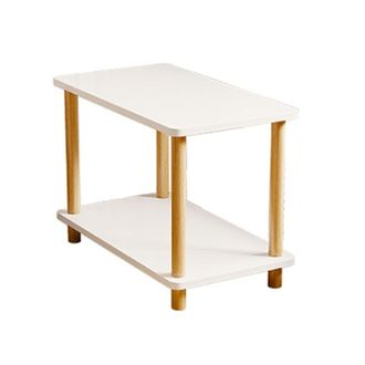 Generic 2-stufiger Beistelltisch, hoher Beistelltisch aus Massivholz mit Ablageflächen, Nachttisch for Wohnzimmer, Schlafzimmer, Büro(White,80 * 30 * 53cm)