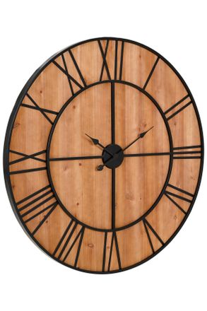 MID.YOU Mid.you Wanduhr, Natur, Schwarz, Metall, Holzwerkstoff, 96x96x3 cm, Bsci, Dekoration, Uhren, Wanduhren