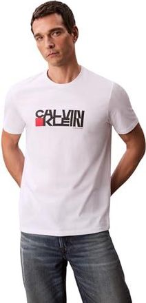 Calvin Klein T-Shirt Manches Courtes Homme Redbox Graphic Tee avec Logo, Blanc (Brilliant White), XL