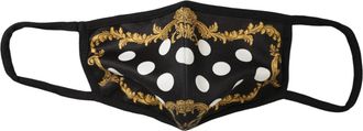 Dolce & Gabbana Baroque Print Polka Dot Face Mask - Black