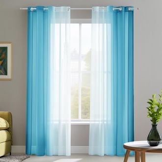 Deconovo Transparent Vorhang Voile Gardinenschal Gardinen mit &Ouml;sen, 175x140 cm(H&ouml;hexBreite), Blau, 2er Set