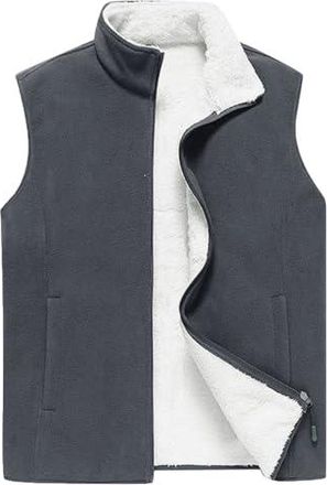 Generic Gilet polaire sans manches pour homme - Gilet dhiver en polaire avec fermeture &eacute;clair - Gilet de sport en peluche - Veste thermique douillette - Gilet