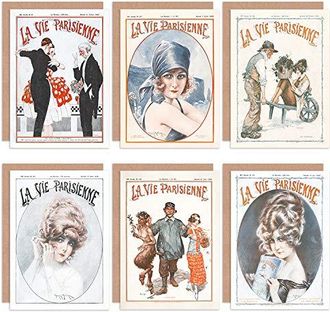 Artery8 La Vie Parisienne French Woman Reading Faun Harvest Greeting Cards With Envelopes Pack of 6 Französisch Frau
