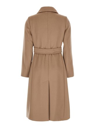 Max Mara Womens Coat Beige Wool With Front Belt