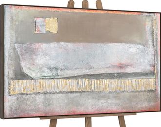 Yohji Yamamoto Art Luxus Abstrakt Acryl Gem&auml;lde auf Leinwand Accent handgemalt Wandbilder Wohnzimmer modern Wohndekor Design Gold grau rot Bild echtes Kunstwerk 120x