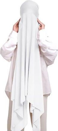 Lina & Lily Hijab Mousseline Femme à Enfiler avec Bonnet Jersey Intégré (Blanc)