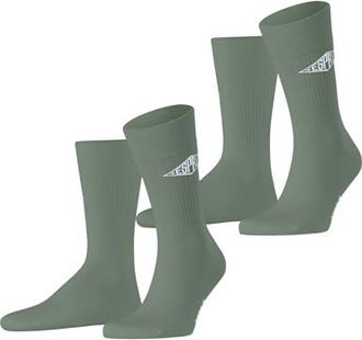 Esprit Unisex Logo Multipack M So coton fantaisie 2 paires, Chaussettes Homme, Vert Frosty Grey 7180, 39-42