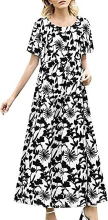 Generic Robes boh&egrave;me 2026 pour femmes, robe d&eacute;contract&eacute;e &agrave; motif floral boh&egrave;me, blanc, M