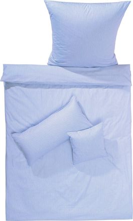 Lorena Bettwäsche Flanell buntgewebt hellblau-weiß Größe 155x220 cm (80x80 cm)