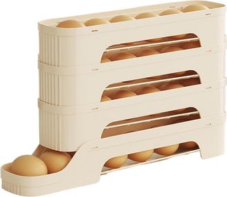 Generico Eierspender mit Rollen - Aufbewahrungsbox f&uuml;r K&uuml;hlschrank, Eier-Organizer mit Rollen, transparent, f&uuml;r T&uuml;r, K&uuml;chentisch, Beh&auml;lter, spart