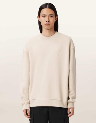 AllSaints Haven - Sweat ras de cou - Taupe plume-Blanc