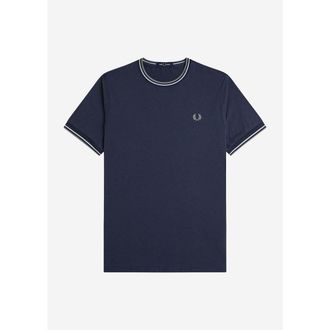 Fred Perry T-shirt à double boutonnage - dark airforce light ice bayleaf
