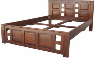 Massivmoebel24 Lit double 180x200 Acacia laqué Nougat oxford 253