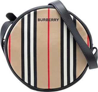 Burberry Sac bandouli&egrave;re rond Pre-owned &agrave; rayures - Femme - Pre-owned - Beige - Taille: ONE Size