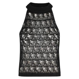 Roberto Collina Femme, Tops, Noir, Taille: 42 FR Haut Punk Dentelle Noir Tricot