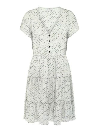 Jacqueline de Yong Damen Viskose Kleid JDYSezen Life Kurzarm-Sommerkleid mit Herzen Knielang 15351568 Cloud Dancer/Blue Indigo Hearts XXL