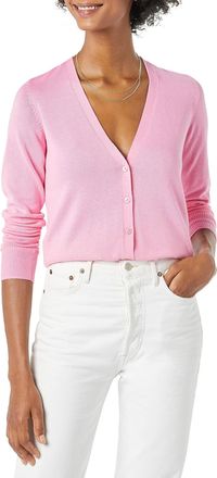 Amazon Essentials Damen Leichter Cardigan mit V-Ausschnitt (in Übergröße erhältlich), Rosa, XXL