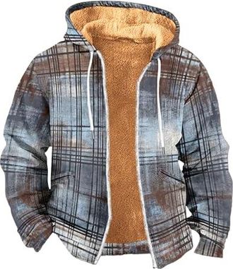 Generic Sweat à capuche en polaire pour homme - Camouflage - Chaud - Doublure Sherpa - Fermeture éclair intégrale - Manches longues - Polyvalent - Coupe ample