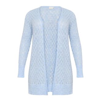 Kaffe Curve Femme, Pulls, Bleu, Taille: 38 FR Cardigan Ouvert avec Motif Windsurfer