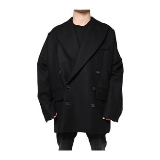 Dolce & Gabbana Manteau oversize en laine &agrave; double boutonnage - Homme - Manteaux - Noir - Taille: L