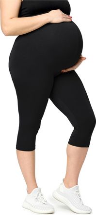 Merry Style Große Größen Damen 3/4 Umstandsleggings aus Baumwolle MS10-464 (Schwarz, 7XL)