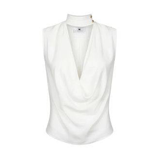 Elisabetta Franchi Top aus Viskose-Georgette - - Tops - Damen - Wei&szlig; - M