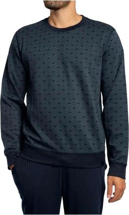 Emporio Armani Homme, Sweatshirts et sweats &agrave; capuche, Bleu, Taille: L Felpa Lounge Jacquard