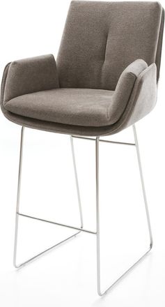 DELIFE Barstuhl Clea-Flex Strukturstoff Soft Taupe Kufengestell Edelstahl Silberfarben, Barst&uuml;hle
