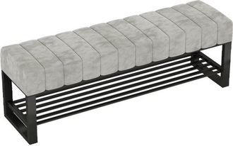 Generic Schuhregal Schuhschrank mit Sitzbank, Polsterbank aus Samt, Sitzfläche mit 2 Fächer, Modern Eingangsbereich Bank für Garderobe