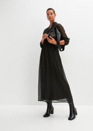 Bonprix Maxikleid mit Knopfleiste, aus Polyesterfutter, ausgestellte Passform