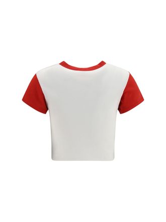 Kenzo Womens Jumping Tiger Cropped Cotton T-Shirt Off White T-Shirts And Polos