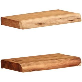 vidaXL &Eacute;tag&egrave;res murales 2 pcs 30x20x3,5 cm bois massif dacacia vidaXL