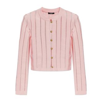 Balmain Cropped Fl&eacute;chage Strick-Cardigan - - Knitwear - Damen - Rosa - L