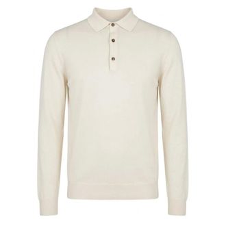 Etro Homme, Tops, Beige, Taille: L Polo en maille de coton &agrave; manches longues et broderie coupe droite