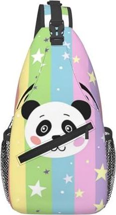 Generic Sac &agrave; dos &agrave; bandouli&egrave;re pour homme Motif &eacute;toiles et pandas arc-en-ciel