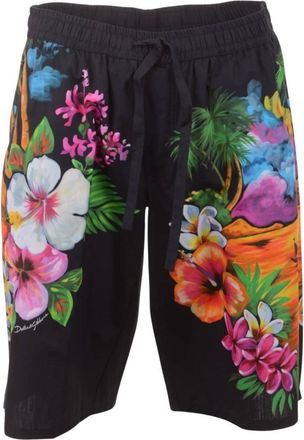 Dolce & Gabbana Homme, Maillots de bain, Noir, Taille: L Bermuda Flowers Shorts
